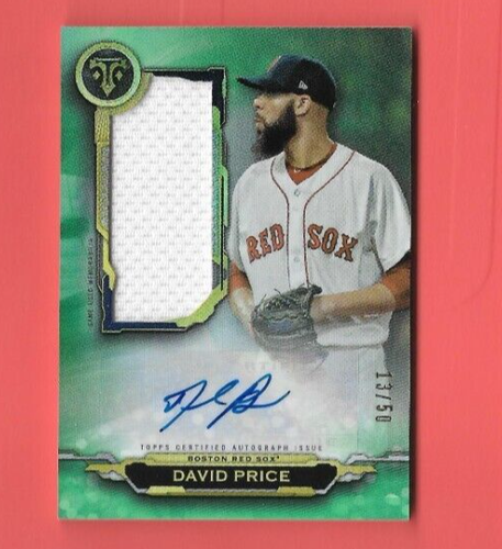 2019 Topps Triple Thread DAVID PRICE Green Auto Autograph/50, PATCH # ...