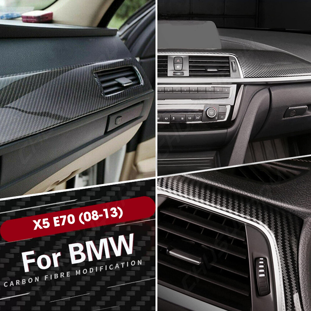 For BMW X5 E70 X6 E71 08-14 Carbon Fiber BK Car Interior Decor Kit Trim ...