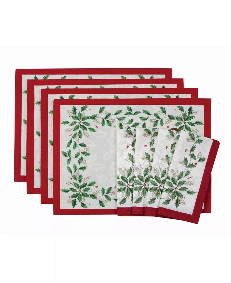 Lenox Holiday Jacquard Linen Collection ~~ Placemats/Napkins Set ...