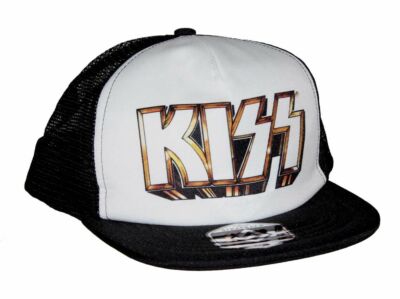 KISS Rock Band Music Song Gold Logo Snapback Trucker Hat Adjustable ...