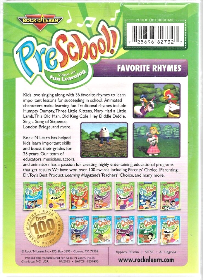 Preschool Rock N Learn: Favorite Rhymes (DVD) 725696827327| eBay