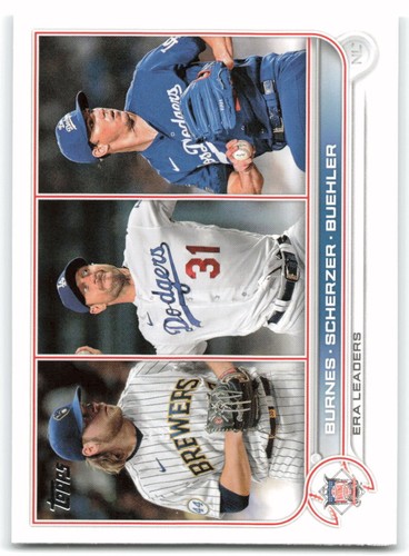 2022 Topps #204 NL ERA Leaders Corbin Burnes Max Scherzer Walker ...