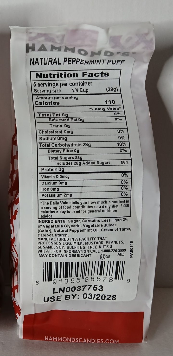 Hammonds Candies Peppermint Puffs Dye Free Hard Candy Easter Bowl Mint ...