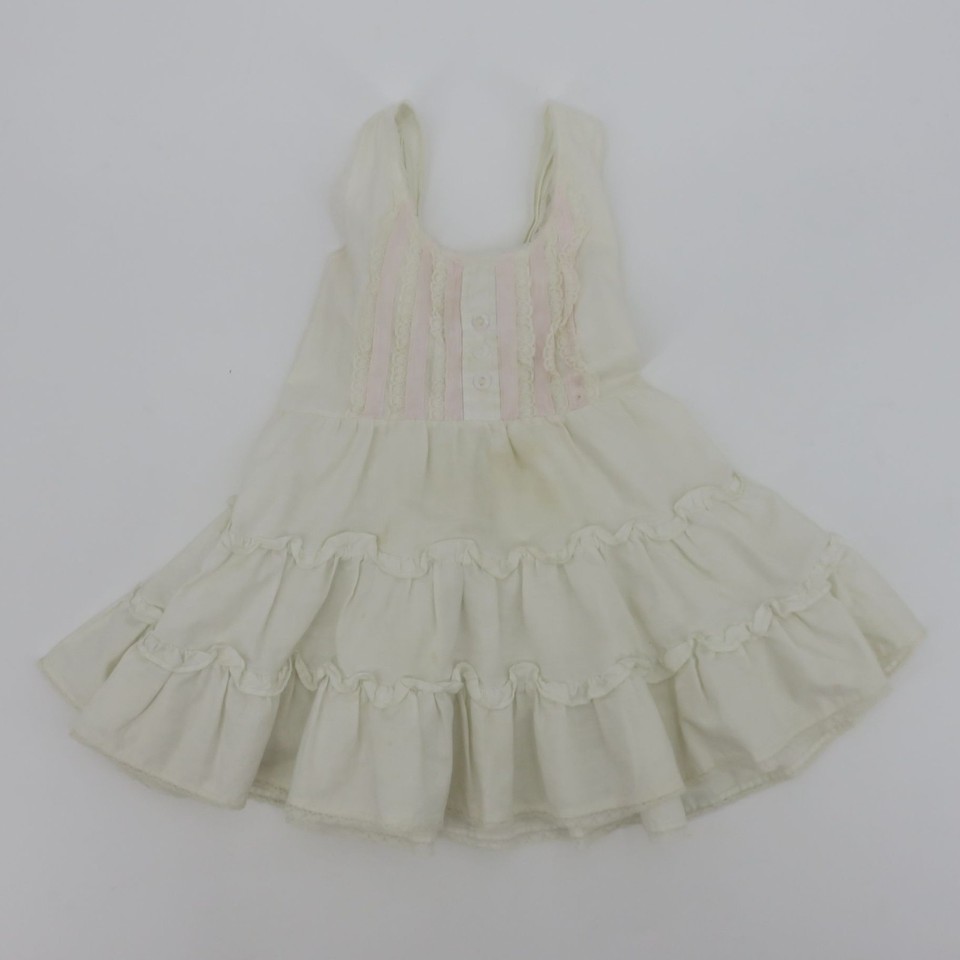 VTG Lot of 5 Girls Dresses Red Yellow Pink White Blue Frilly Lace Trim ...