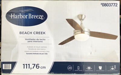Harbor Breeze Beach Creek 44” Nutmeg or Java / Brushed Nickel LED ...