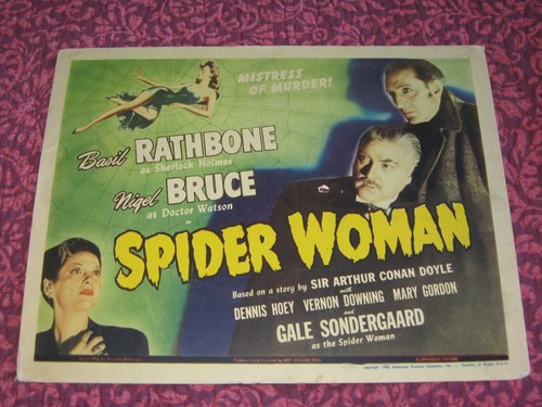 1943 Universal SPIDER WOMAN Sherlock Holmes TITLE LOBBY CARD Basil ...