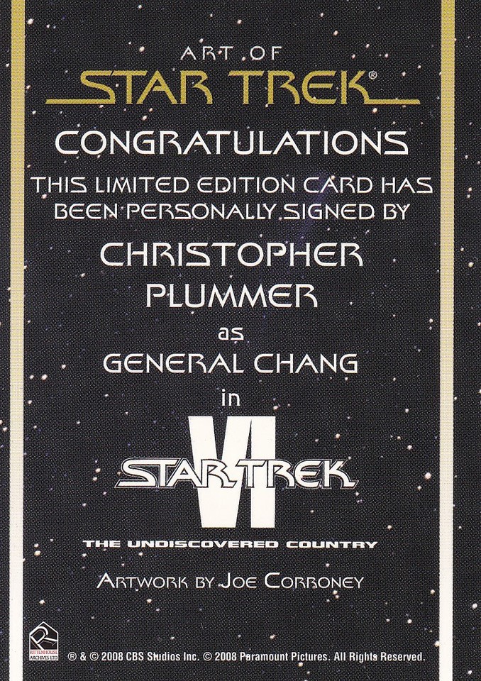 Star Trek Inflexions Movies Autograph Christopher Plummer as General ...