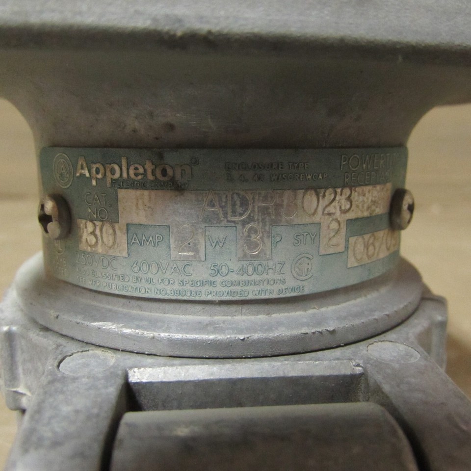APPLETON ADR3023, POWERTITE FEMALE PLUG, 30A/2W/3P/600V, TAKEOUT! MAKE ...