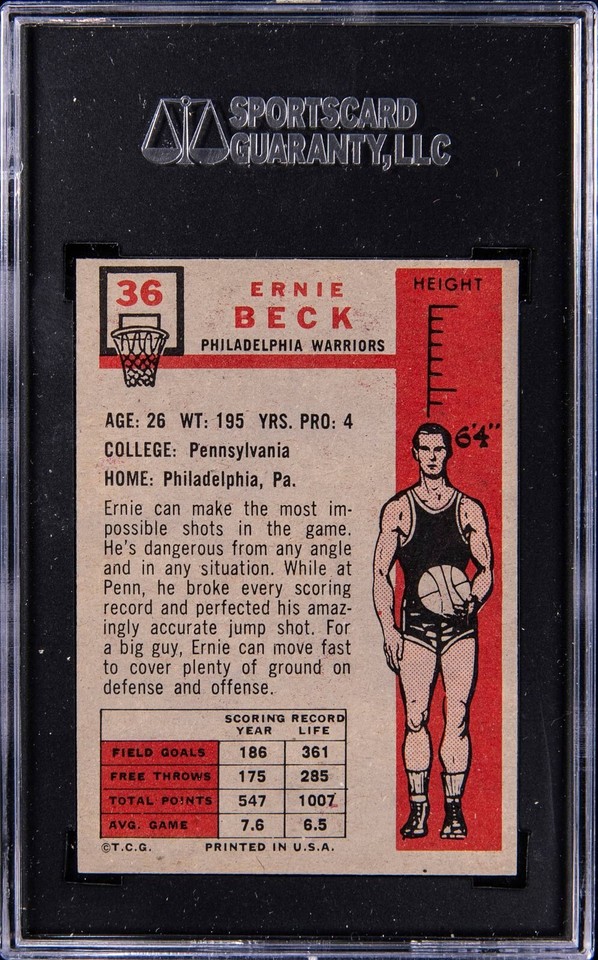 1957 Topps #36 Ernie Beck SGC 7 | eBay