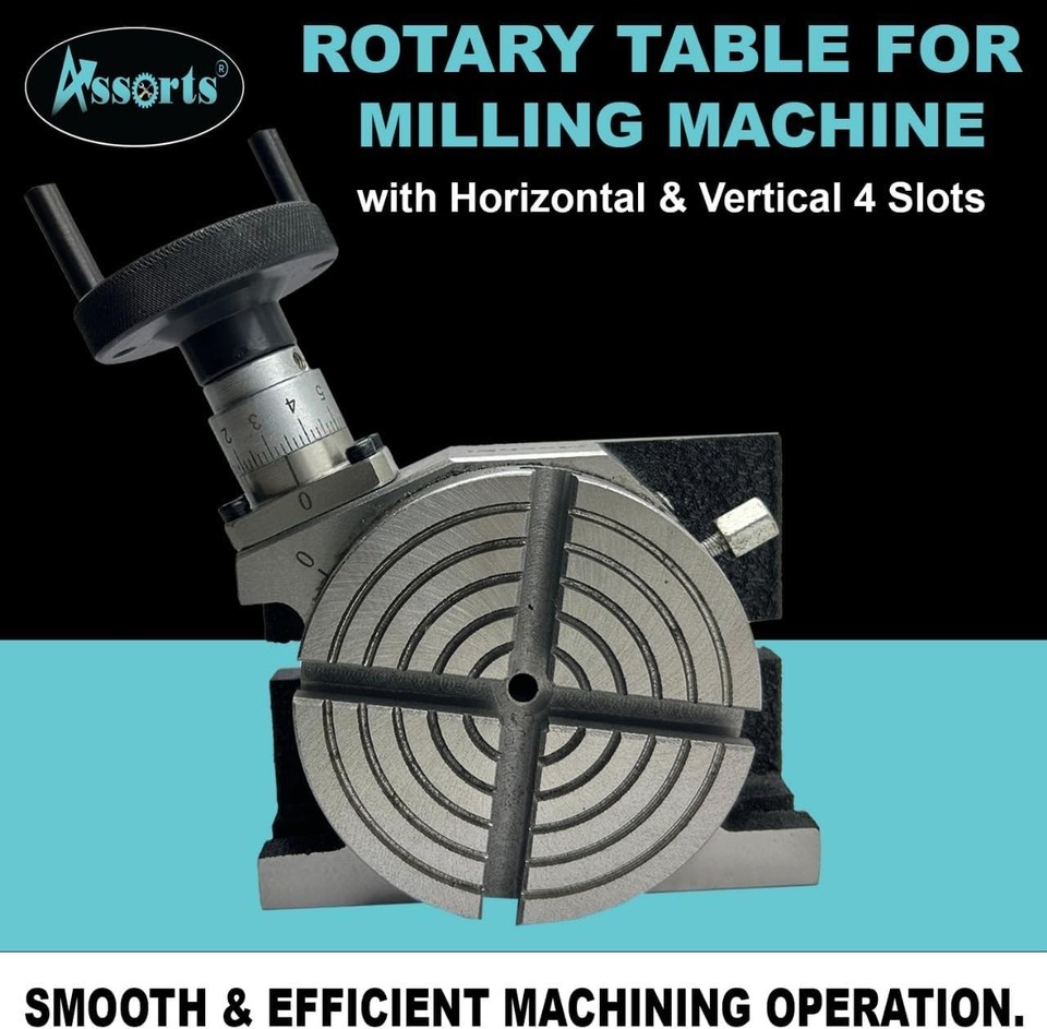 4" Inches (100 mm) 4 Slots Regular Rotary Table for Milling Machines ...