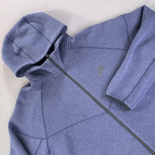 Nike Hoodie Mens 2XL Blue Tech Fleece Full Zip Hooded Jacket Athletic ...