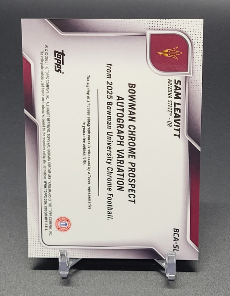 2025 Bowman University Chrome SAM LEAVITT Gold Refractor AUTO /50 ...