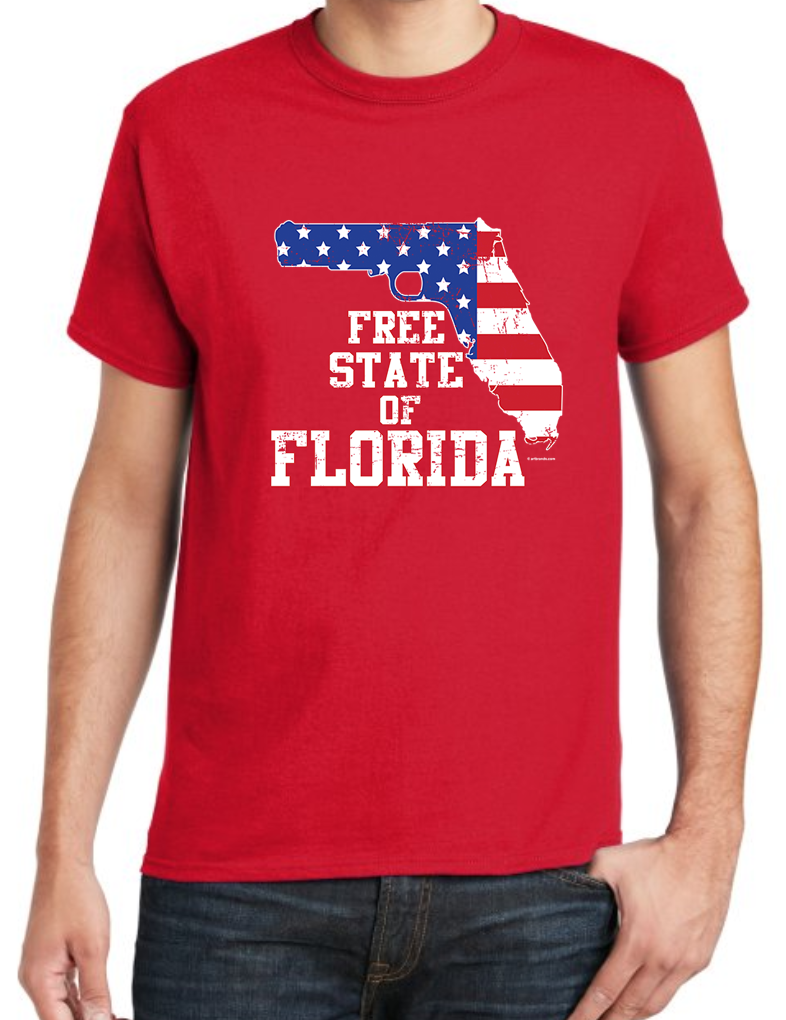 Florida Gun T-shirt American Flag 2nd Amendment Free State of Florida ...