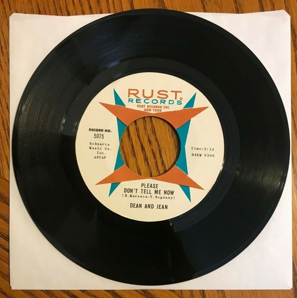 Dean and Jean 45 RPM - Hey Jean Hey Dean / Please Don't Tell Me Now ...