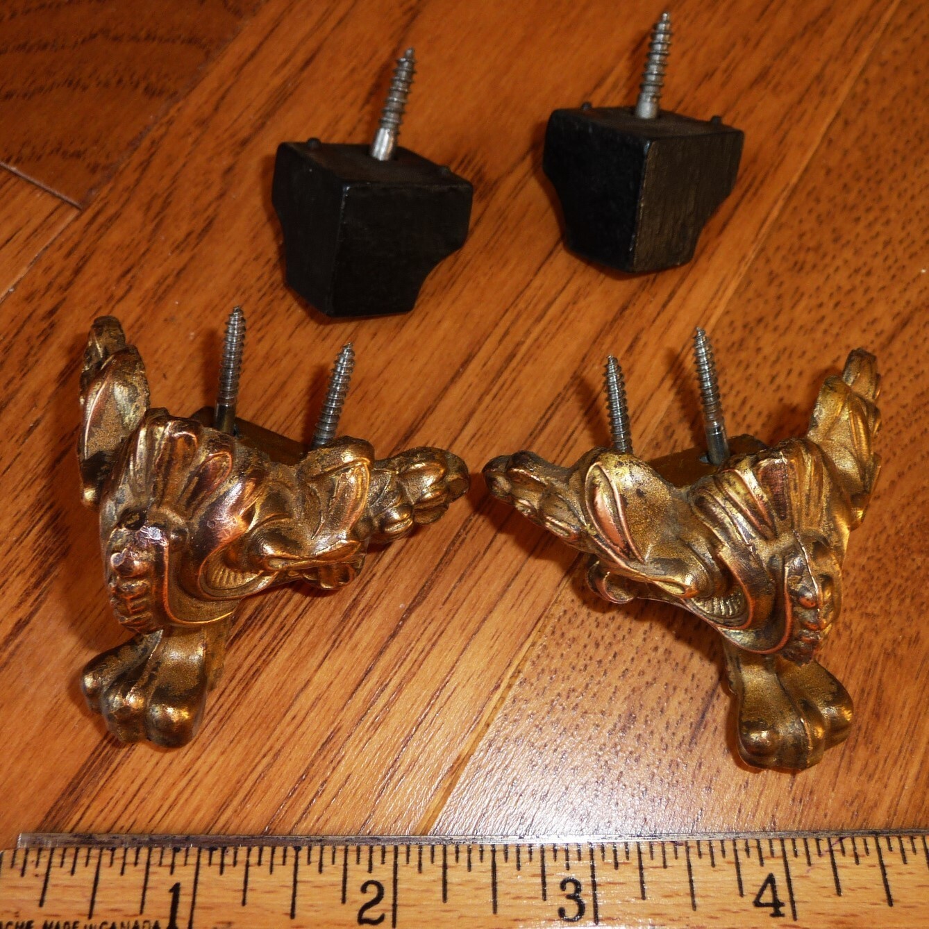 4 Waterbury Black Mantel Clock Feet with Mounting Screws - Original ...