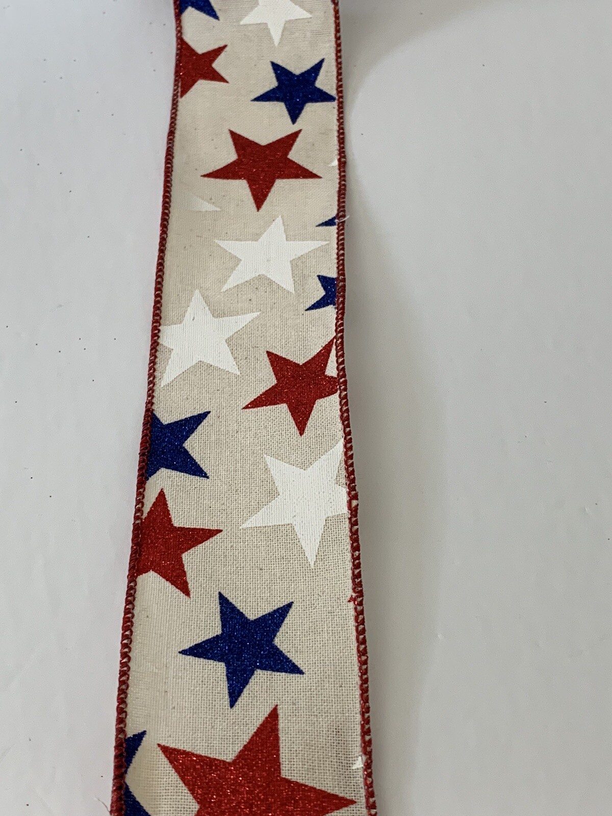 10 Yds Of 2 1/2” Wired Cream Faux Muslin Ribbon With Glittered Red ...