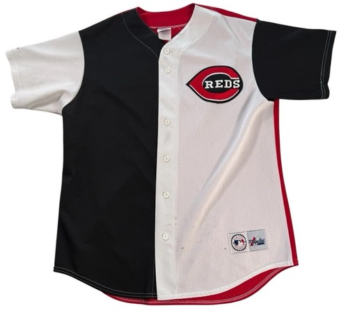 Cincinnati Reds Jersey Size XL Vintage Majestic MLB Split Color Black ...