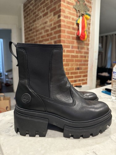 Timberland Women's Everleigh Mid Warm Lined Chelsea Boot Jet Black Size ...