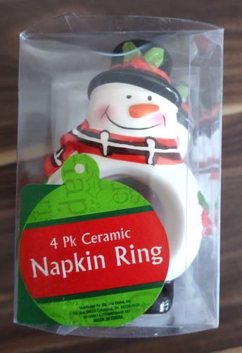 CHRISTMAS HOLIDAY SNOWMAN NAPKIN RINGS SET OF 2 CERAMICS MULTICOLOR | eBay
