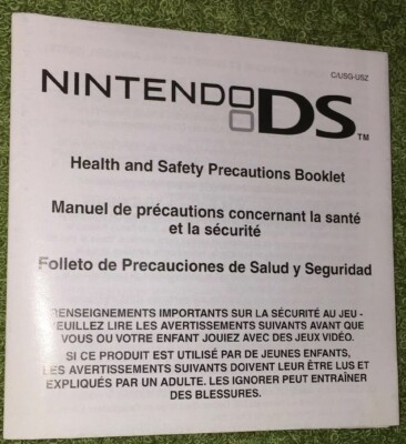 Nintendo DS Health and Safety Precautions Manual Instruction Booklet ...