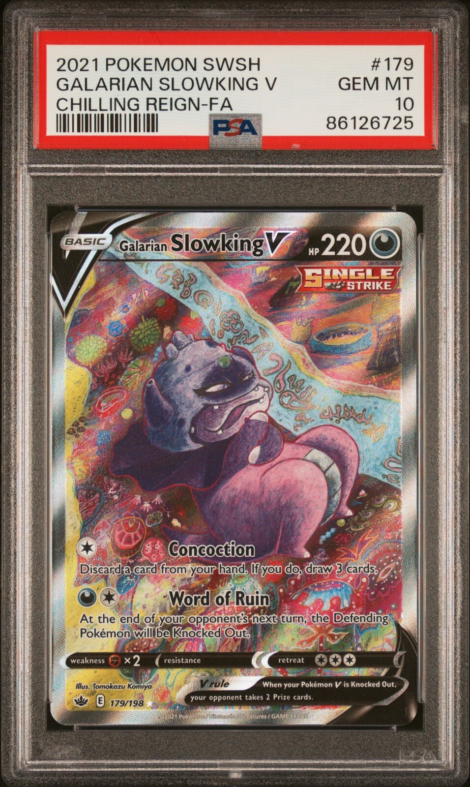 Galarian Slowking V PSA 10 Pokemon Card 179 Alt Art Chilling Reign 2021 ...