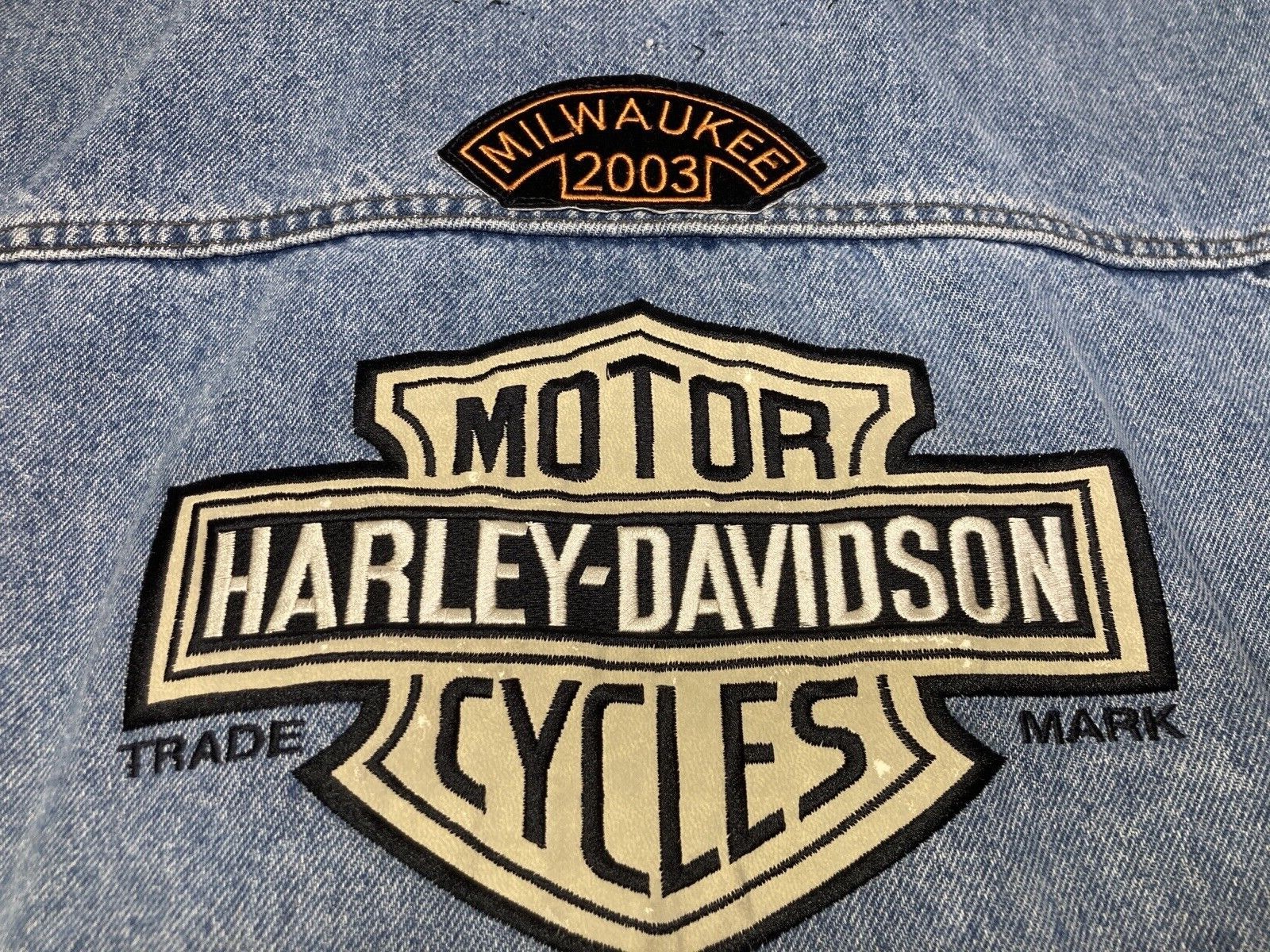 Harley Davidson Denim Vest with Patches HD Motorcycle… - Gem
