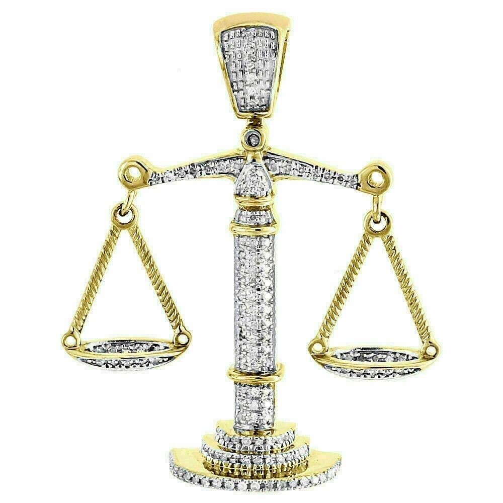 1.20Ct Lab Created Diamond Libra Weighing Scale Pendant 14k Yellow Gold ...