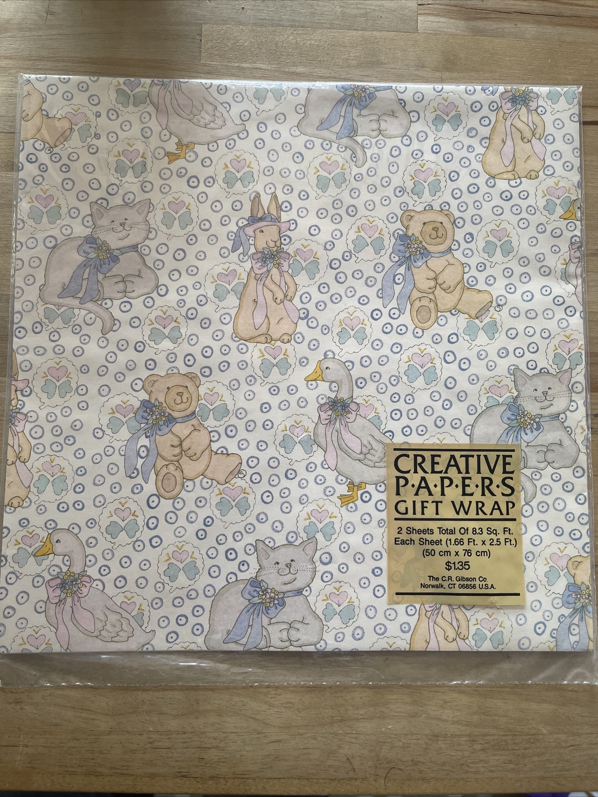 Vintage Creative Papers Dressed Up Animals Gift Wrap 2 Sheets total 8.3 ...