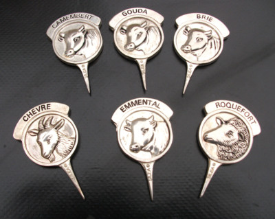 Série de 6 plaques marqueurs de fromage français métal argenté SILEA ...