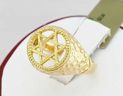 SOLID JEWISH STAR DAVID RING 14K YELLOW GOLD - New With Tag | eBay