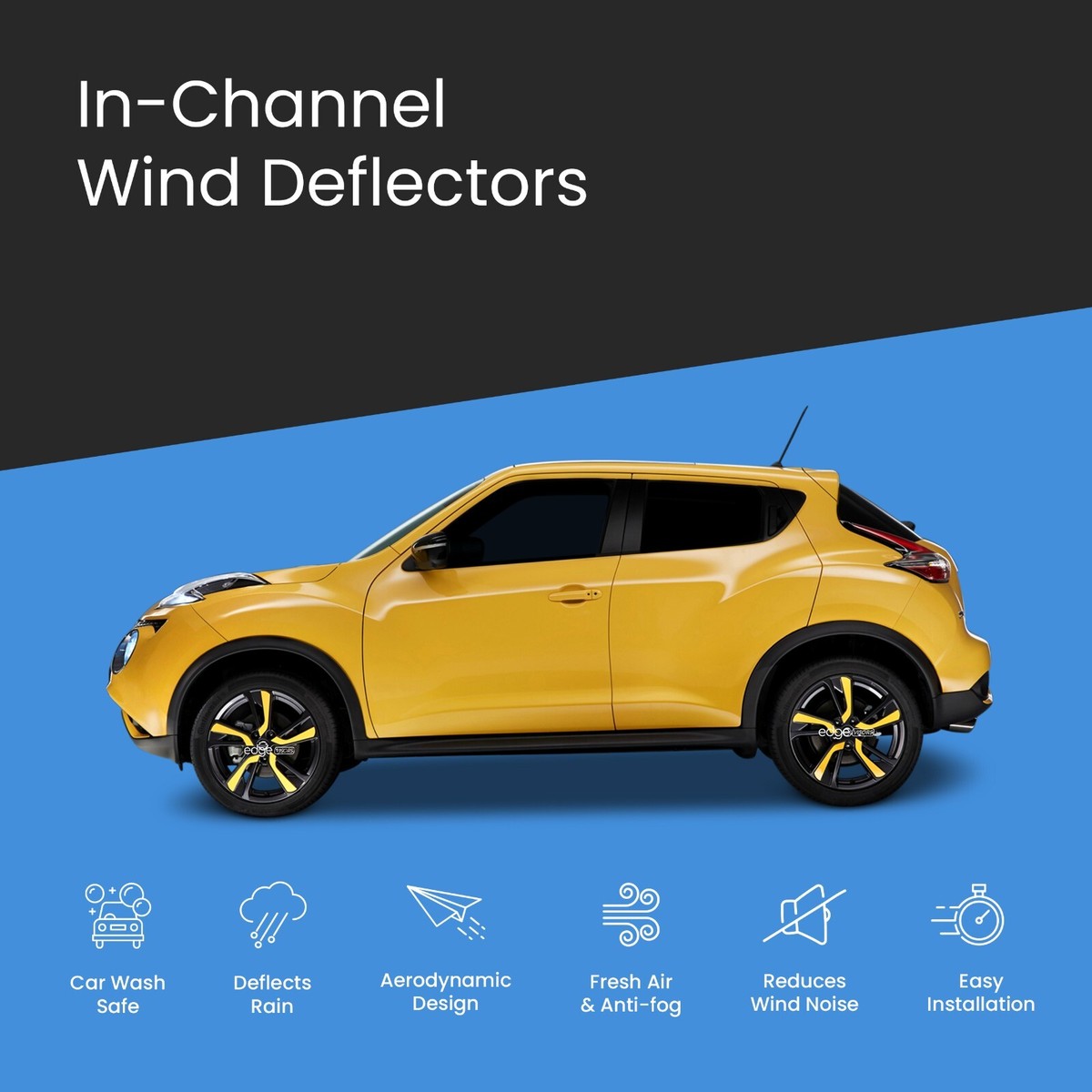 4pc Wind Deflector Set With Clips ISPEED Dark Tinted Wind Deflectors ...