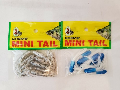 Creme 1.5" Mini Tail Soft Tube Crappie Panfish Lures Salt Pepper, Blue ...
