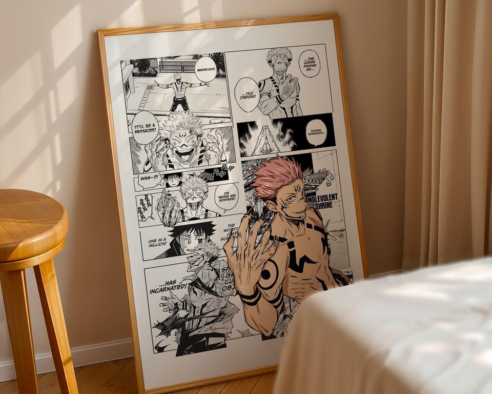 Jujutsu Kaisen Ryomen Sukuna Anime Satin Poster – Curated Manga Panels ...