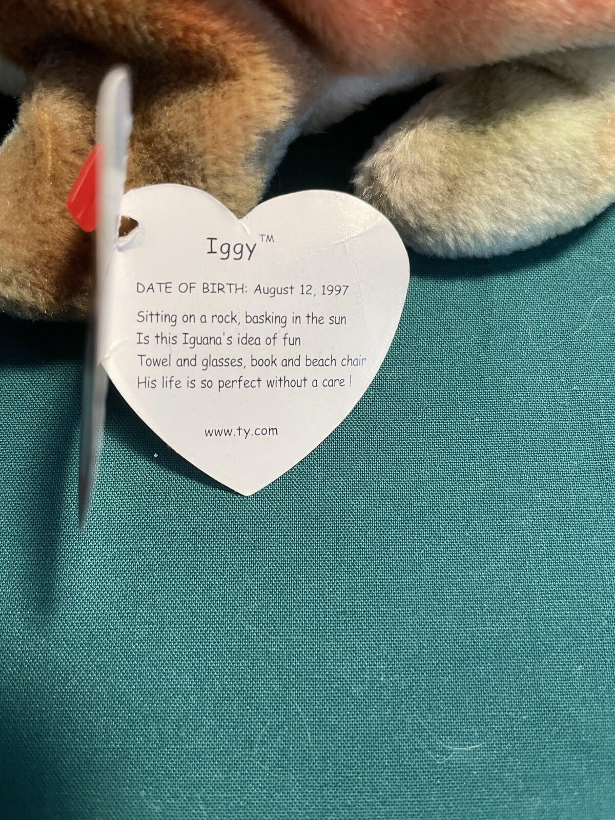 RARE Retired Ty Beanie Baby Iggy 1997 - Mint Condition w/ Fabric & Tag ...