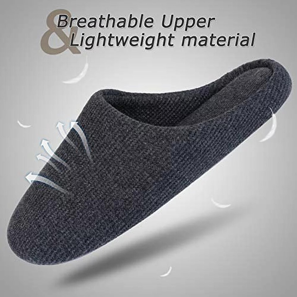 Men's Lightweight Breathable Cotton Slippers with Memory Foam and Soft ...