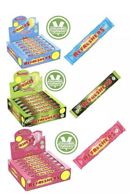 Swizzels Original Refreshers Lemon Flavour Chew Bar 18g Fizzy Sherbet ...