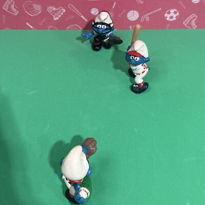 VTG Smurfs 20146 Baseball Catcher Smurf, 20219 BATTER SMURF, 1980 ...