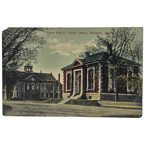 Town Hall & Thayer Library Braintree Massachusetts Postcard Vintage | eBay