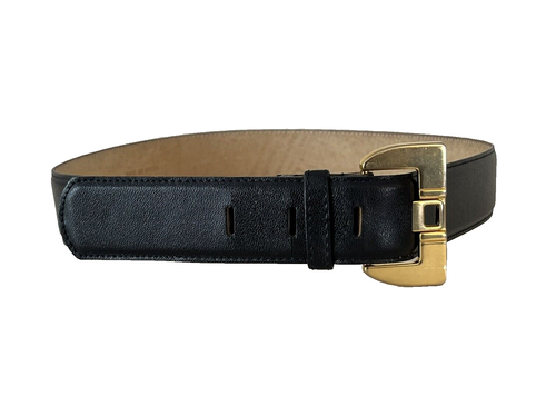 VINTAGE 90s MILOR BLACK LEATHER BELT WOMEN'S SIZE MEDIUM LARGE M/L | eBay