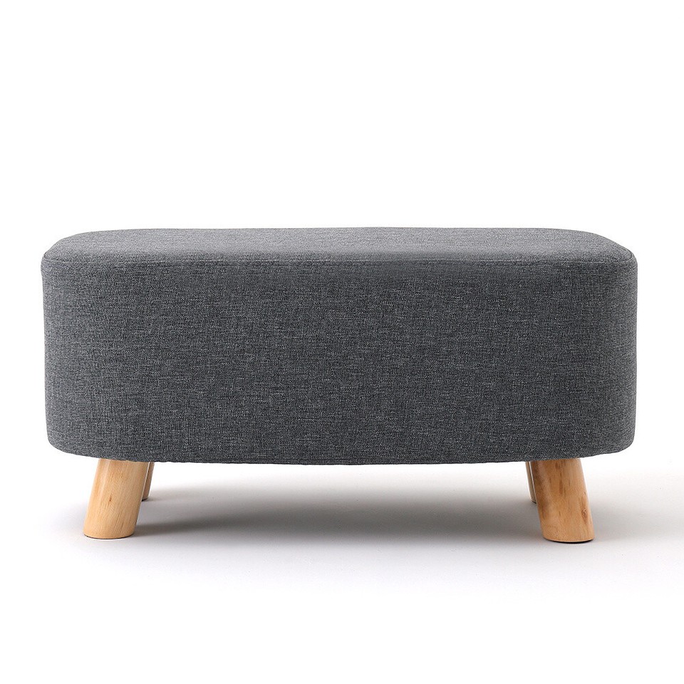 Padded Large Footstool Ottoman Rectangle Square Pouffe Bench Stool Wood ...