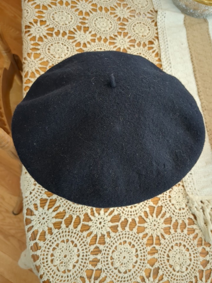 Beret Basque France Black Wool Basque Beret Men’s Size 55 Good Used ...