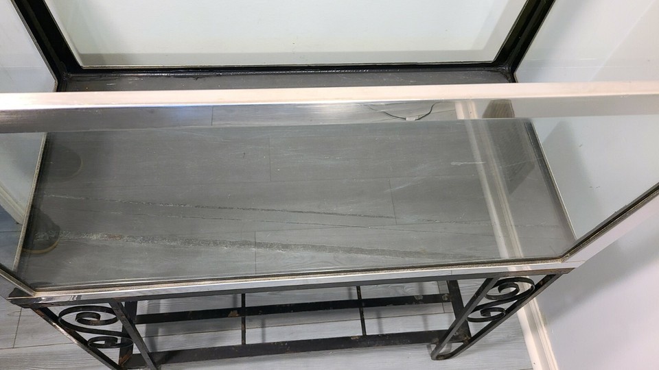 VINTAGE METAFRAME AQUARIUM HUGE 3FT STAINLESS FISH TANK SLATE BOTTOM w ...