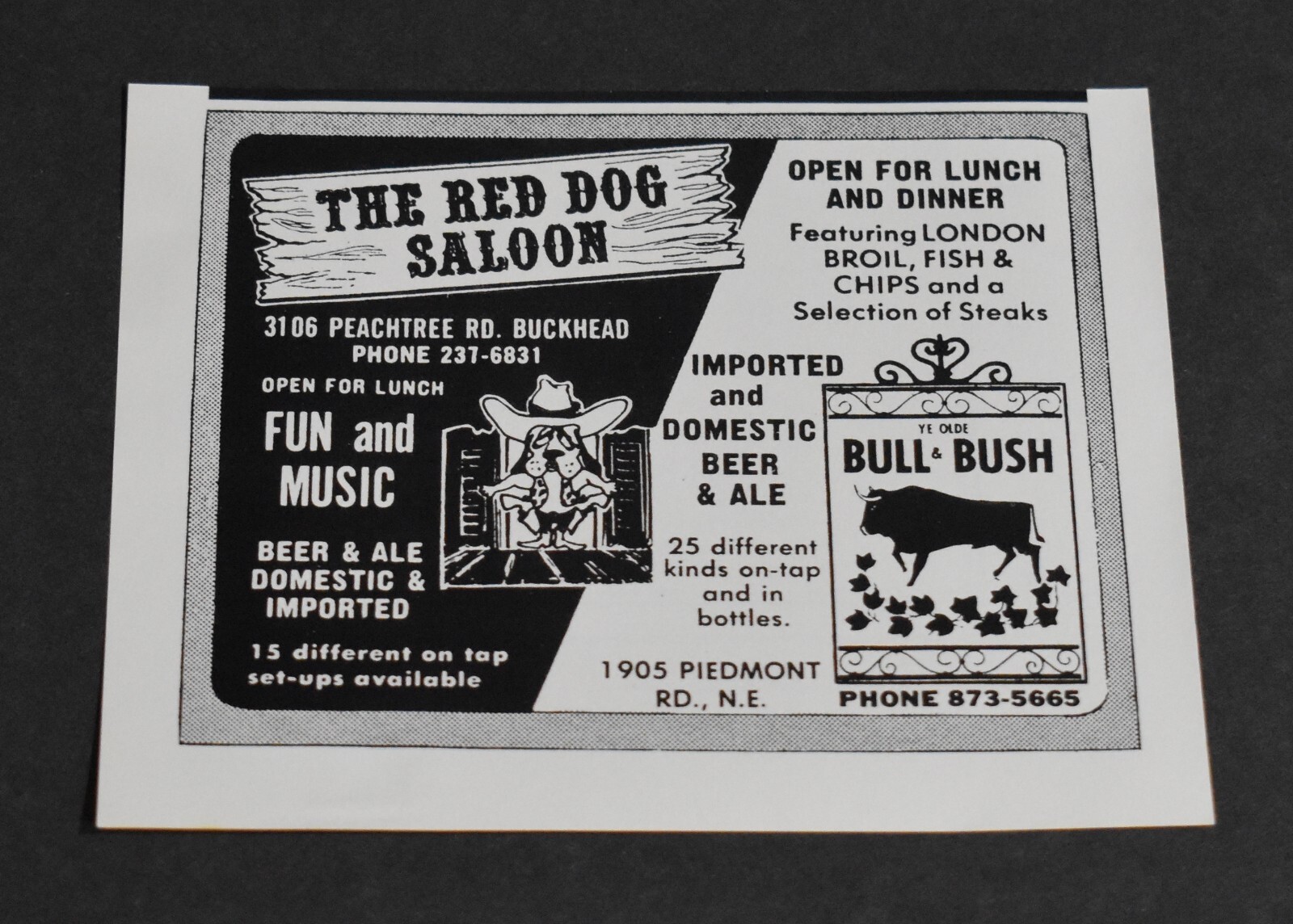 1966 Print Ad Georgia Atlanta Red Dog Saloon 3106 Peachtree Rd Fun ...