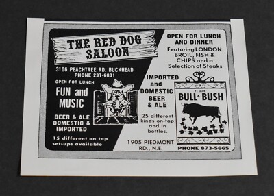 1966 Print Ad Georgia Atlanta Red Dog Saloon 3106 Peachtree Rd Fun ...