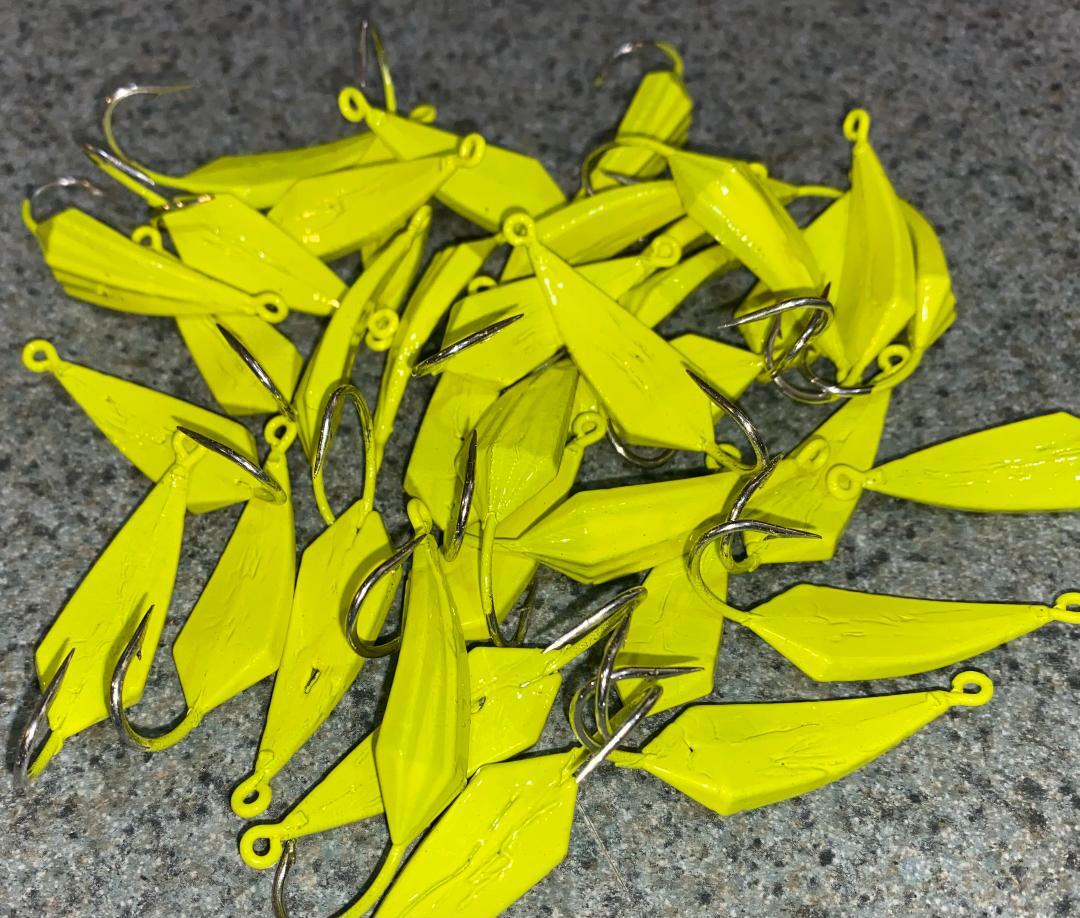 10 PACK Wacky Goofy Silly Pompano Jigs YELLOW CHARTEUSE 1/8oz to 1oz T ...