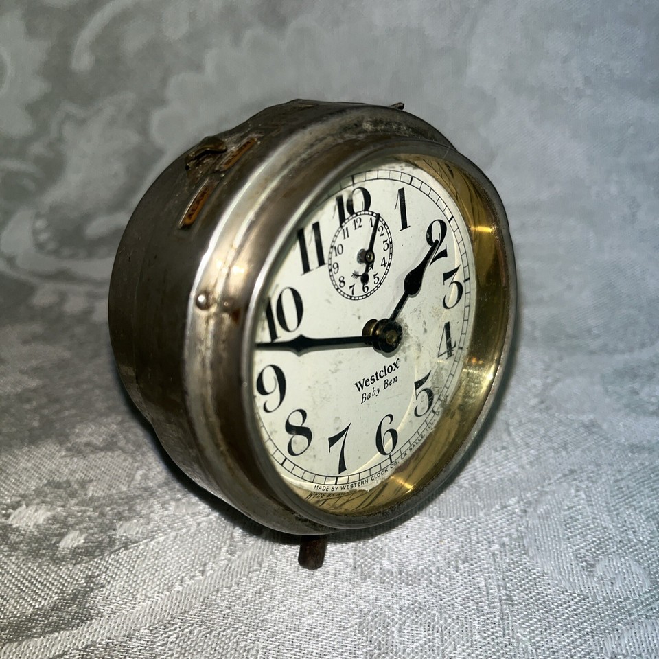 Antique 1927 Nickel Finish Westclox Baby Ben Alarm Clock -Working | eBay