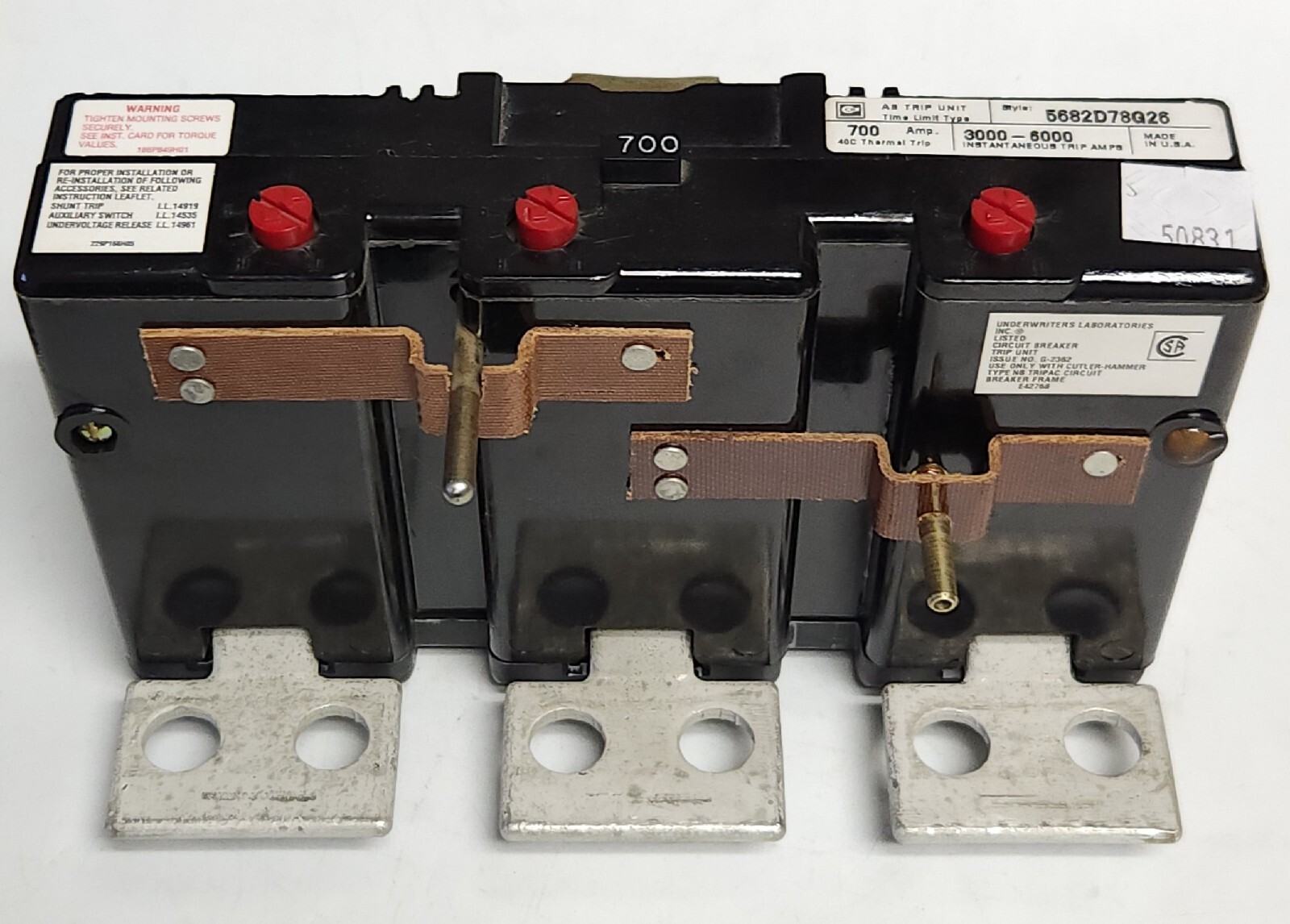 CUTLER HAMMER WESTINGHOUSE NB3700PT 700 AMP Type NB TRI PAC TRIP Unit ...