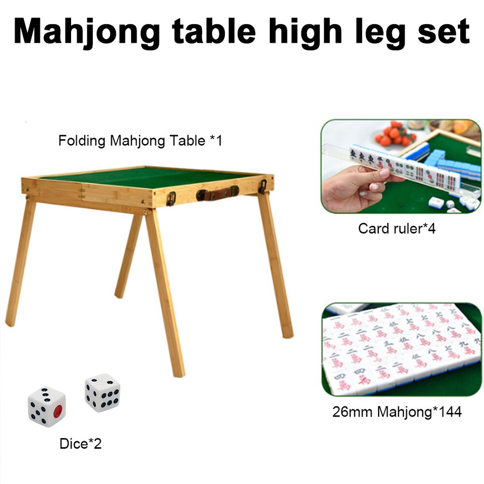 Outdoor Folding Mahjong Table with Mahjong Tiles Set Portable Mahjong ...