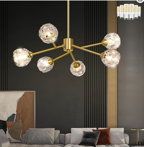 Gold Crystal Sputnik Chandelier 6 Light 54.8'' H Mid-century Brass B | eBay