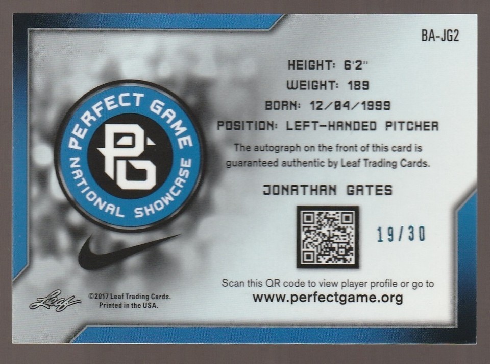 2017 LEAF PGNS METAL "BLUE" AUTOGRAPH JONATHAN GATES # 19/30 | eBay